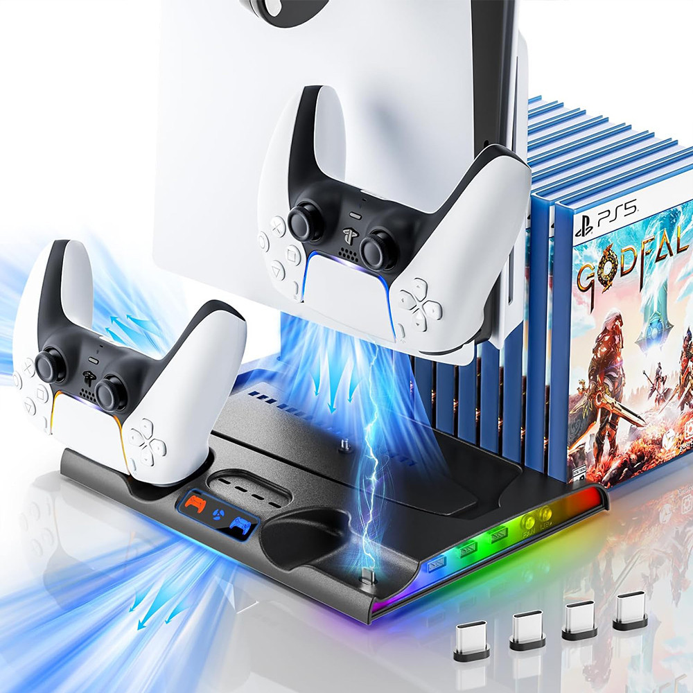 PS5 Slim Stand with Controllers Charging Station,Cooling Station for ...