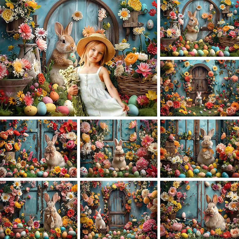 Easter Photography Background Flowers Bunny Eggs Children Birthday ...
