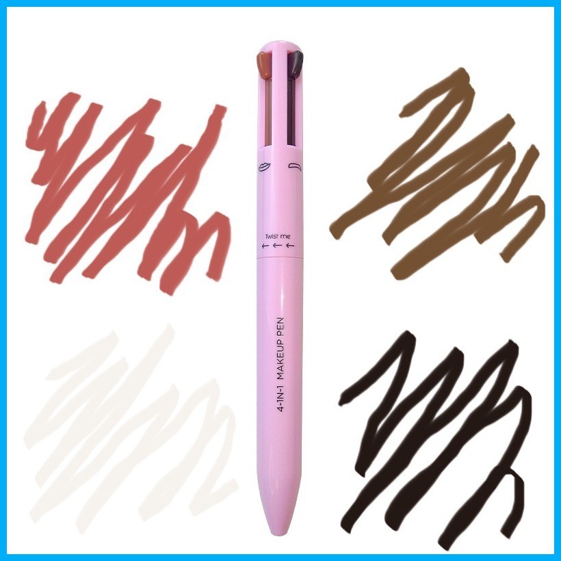 4 In 1 Makeup Pen for Eyeliner Brow Lip Highlighter Waterproof Cosmetic ...
