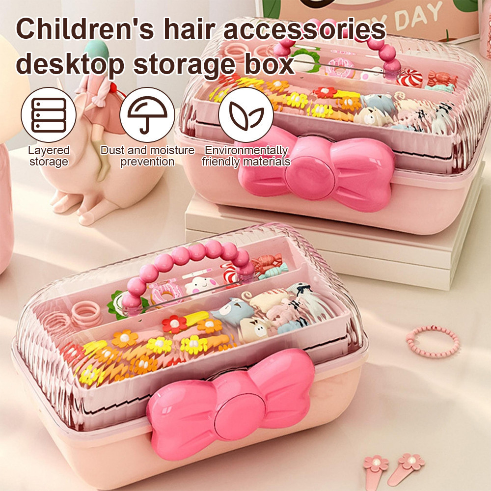 Practical Hair Accessory Storage Box 3 Layer Organizer Children's Hair ...