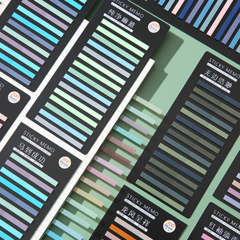 300 Sheets/pcs Translucent Ultra-fine PET Index Stickers Color ...