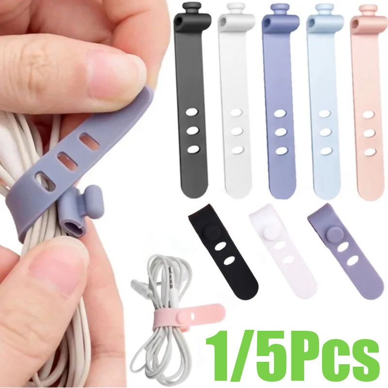 1/5Pcs Silicone Cable Ties - Computer Cable Ties Cord - Cable Manager ...