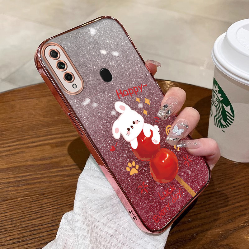 Casing OPPO A31 2020 Phone case Sparkling soft gold border shock ...