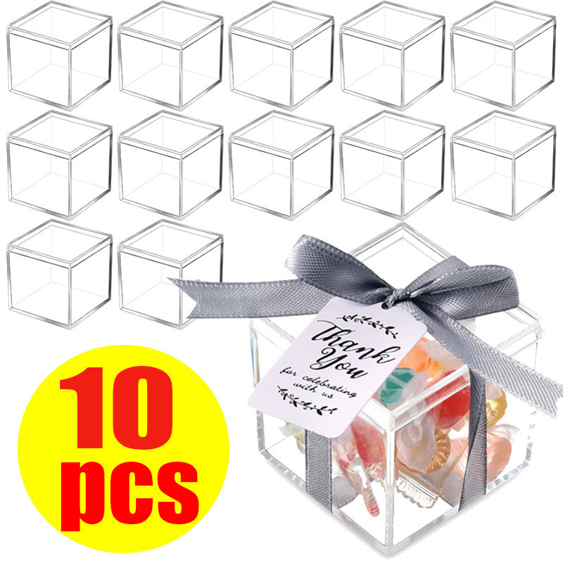 Clear Acrylic Candy Box - Plastic Square Cube with Lid - Display Box ...