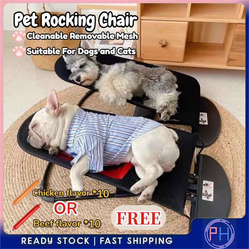 Dog Rocking Chair Dog Bed Pet Rocking Bed Spring Recliner Portable ...