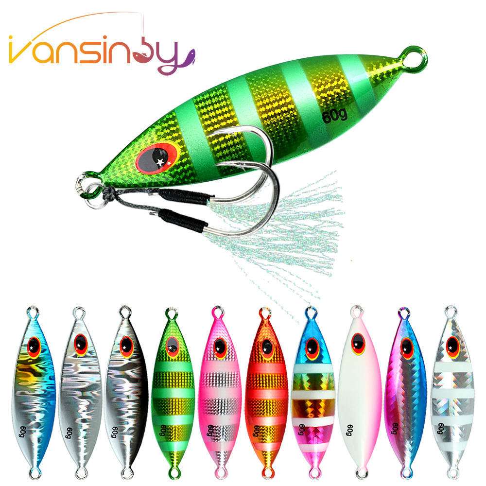 Fishing Metal Jig Lure 10g/20g/30g/40g/60g Deep Sea Fishing Lures 3D Printer Slow Jigging ...