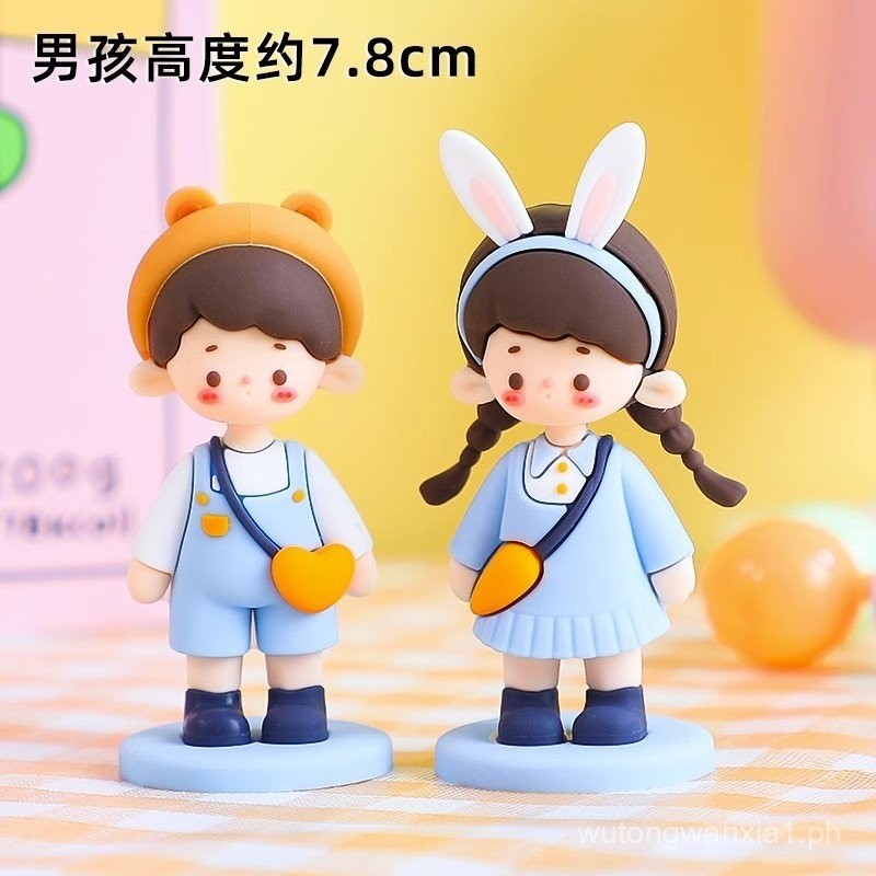 Cute Popular Figurines Couple Valentine's Day Wedding Decorations Solid ...