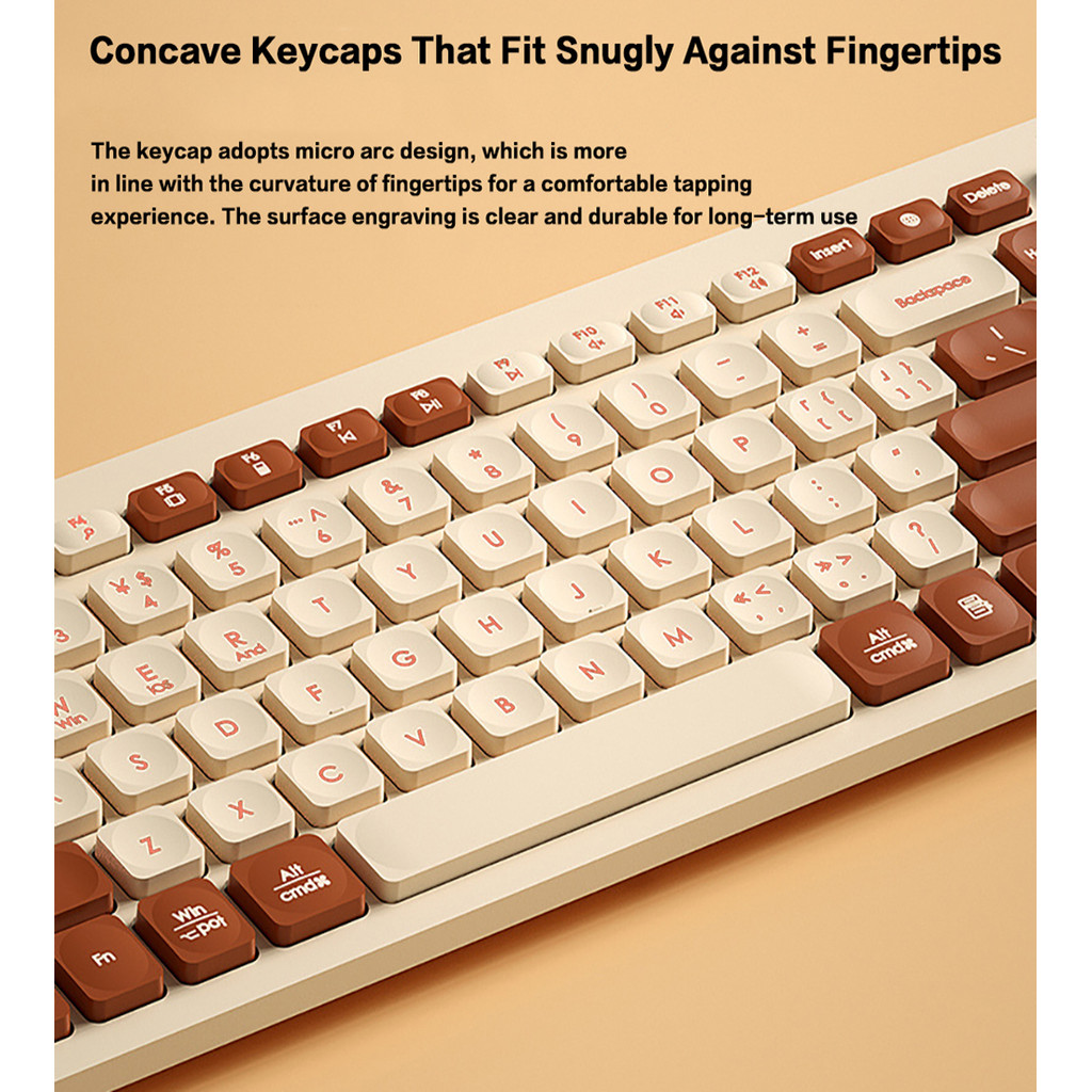 Ergonomic Bluetooth5.0 Dual Mode Wireless Silent Keyboard 106 keys ...