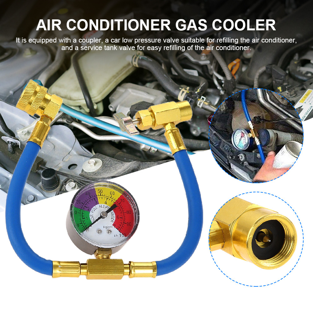 R134A Refrigerant AC Recharge Kit with Pressure Gauge & Charging Hose ...