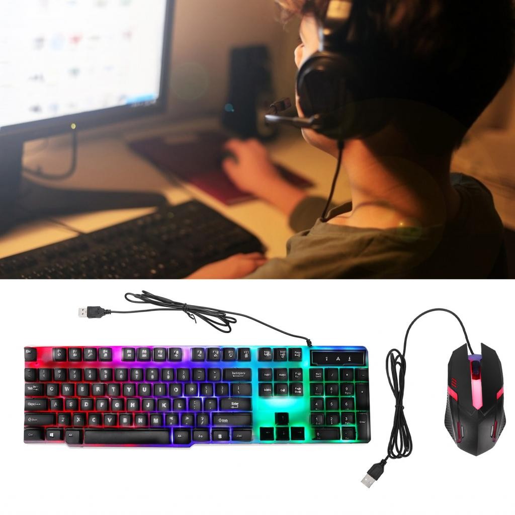 Skill Zunate Wired Gaming Keyboard and Mouse Combo RGB Backlit with 104 ...