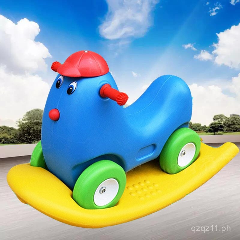 Children's Rocking Horse Plastic with Music Rocking Car Baby Wooden ...