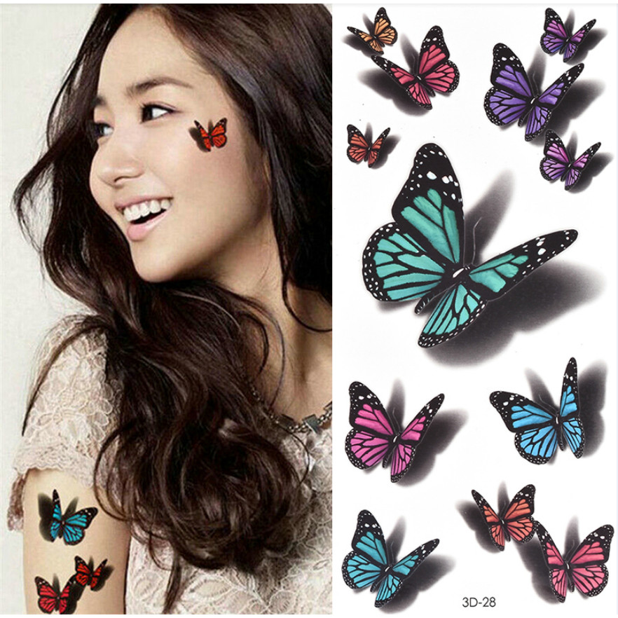 Butterfly 3D Waterproof Temporary Tattoo Sticker For Women Girls Body ...