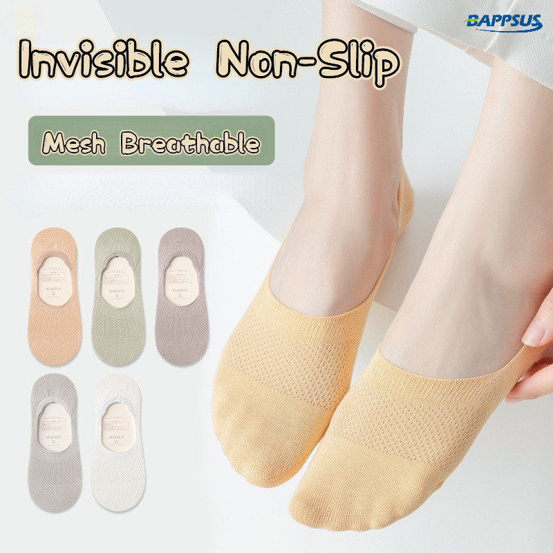 Trendy Versatile Solid Color Non-Slip Mesh Invisible Ankle Socks ...