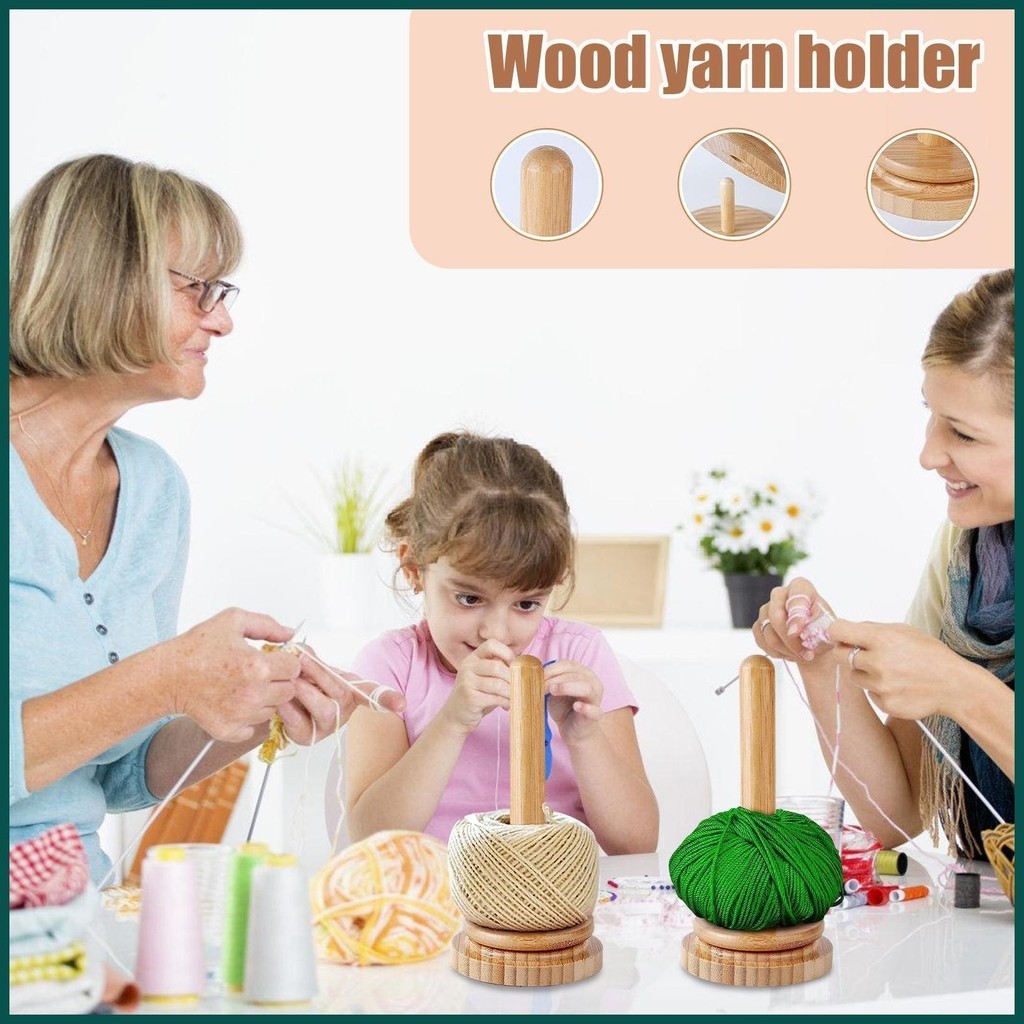 Wood Crochet Yarn Stand Portable Ribbon Storage Stand Yarn Skein Holder ...
