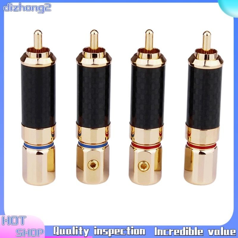 [dizhong2]4 PCS HIFI RCA Plug High Quality Carbon Fiber 24K Gold-Plated RCA Jack Cable Connector ...