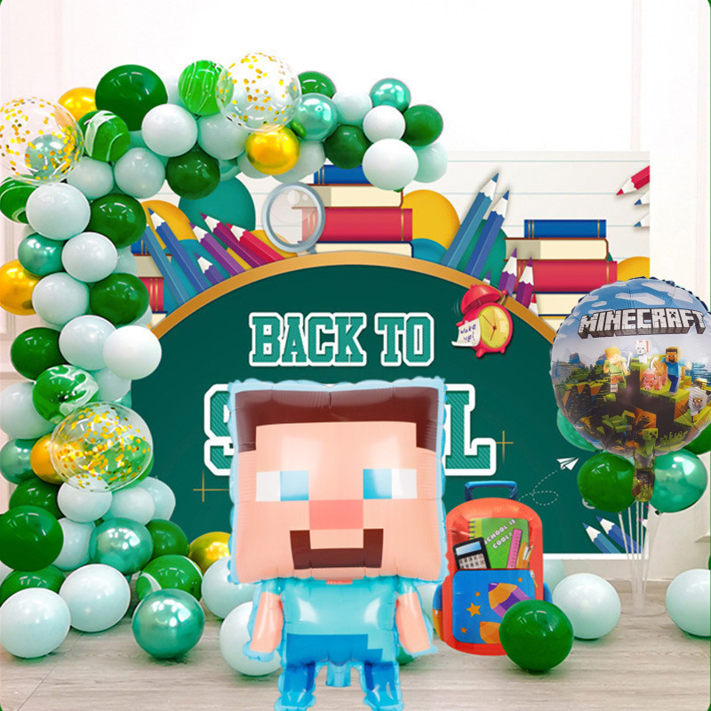 Minecraft Birthday Party Steven Garland Arch Kit Gold Metallic Balloon ...