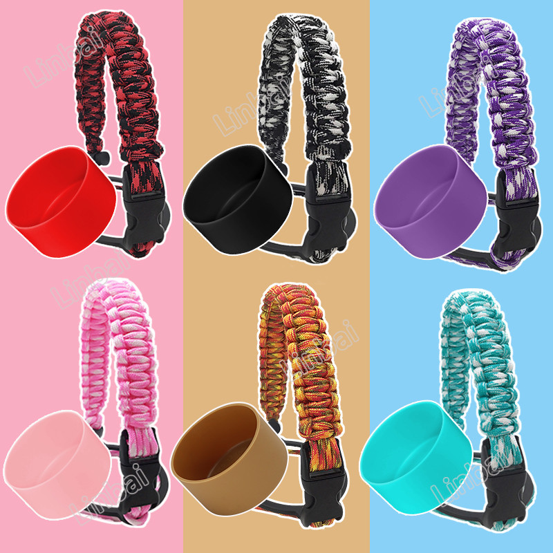 Black Paracord and Silicone Boot Set Colorful Handle Rope for Flask Non ...