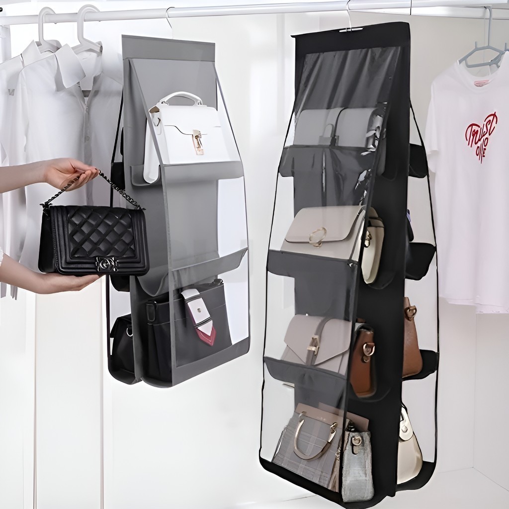 8 Pockets Handbag Storage Organizer Thickened Double Sided Hanging Bag ...