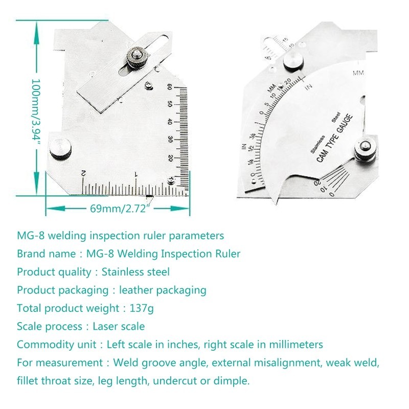 Upgraded Inch & Metric Bridge Cam Welding Gauge Welded Surfaces Joint ...