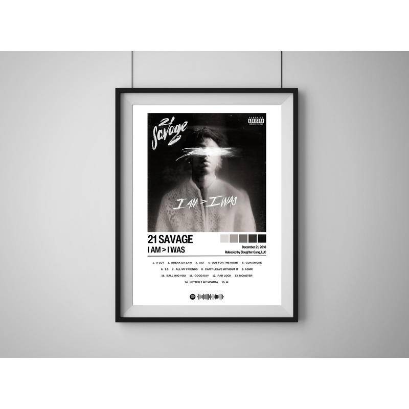 21 Savage Poster | I Am I Was canvas Print Music Album Cover Artwork ...