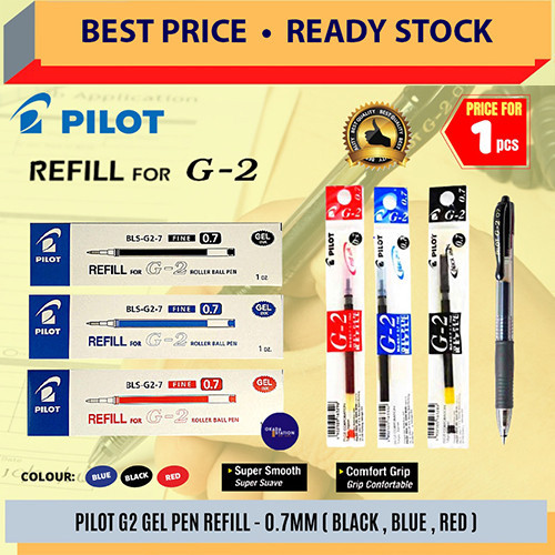 Pilot G2 Gel Pen (Refill) 0.7mm / Gel Pen refill / 0.7mm / Refillable ...