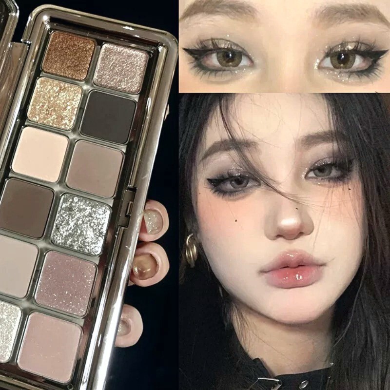 12 Colors Portable Eyeshadow Palette Waterproof Pigmented Smoky Gothic ...