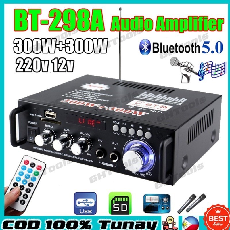Hug 300W+300W Digital Hifi Bluetooth Stereo Audio Amplifier Fm Radio Usb Bt-298A Mini USB Home ...