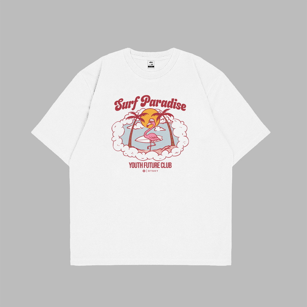 Otsky Men's T-shirt Surf Paradise Logo White Cotton 24s X DT344P ...