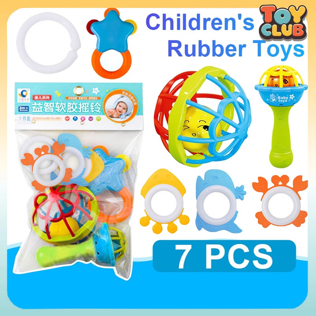 7pcs/set Baby Rattle Toys Colorful Rattles Hand Jingle Bells Toys Boy ...