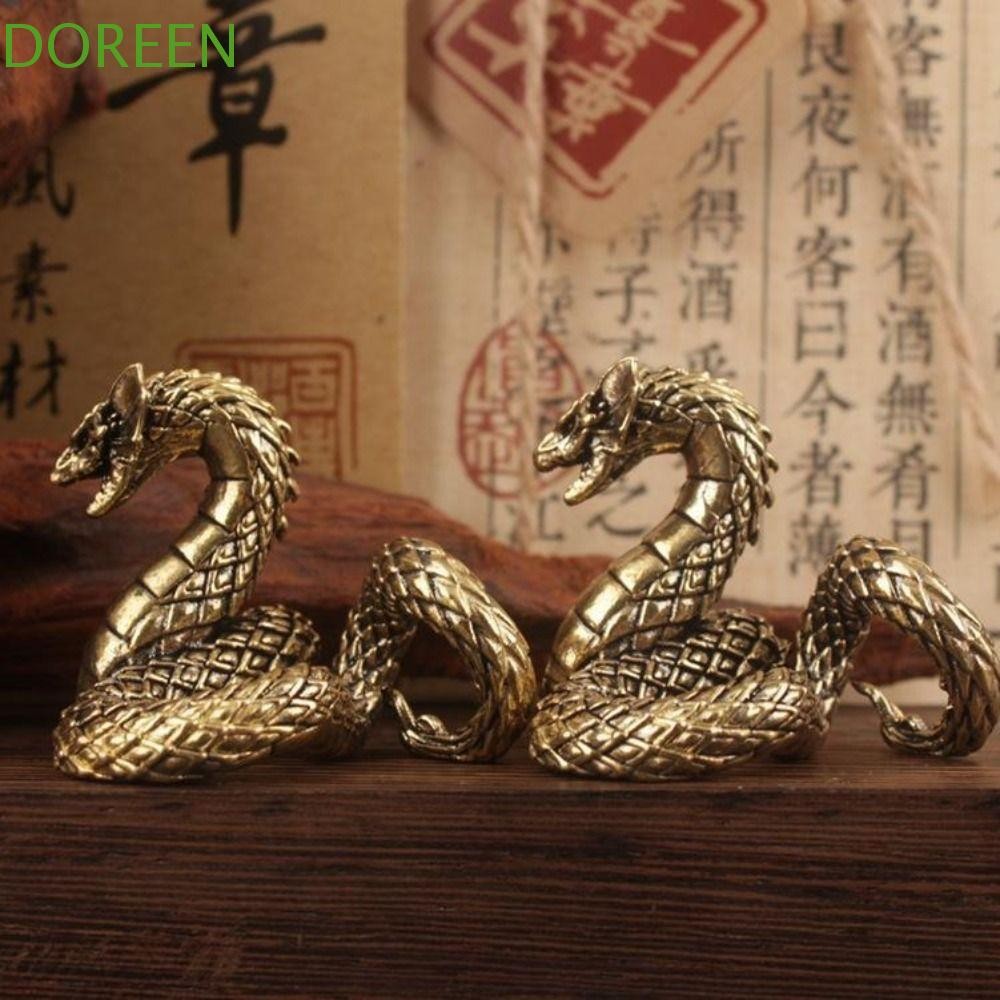 DOREEN Solid Brass Snake Figurines, Twelve Zodiac Antique Small Dragon ...
