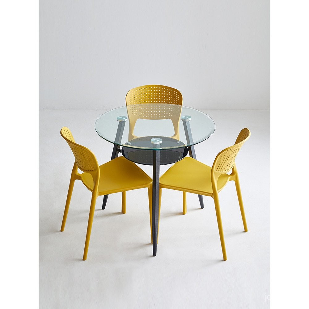 Tempered Glass Round Table Glass Dining Table Home Front Desk Beauty ...