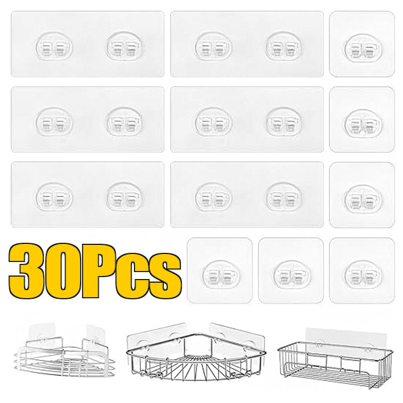2 Sizes Transparent Shelf Hanging Rack Sticker/Self Adhesive Wall ...