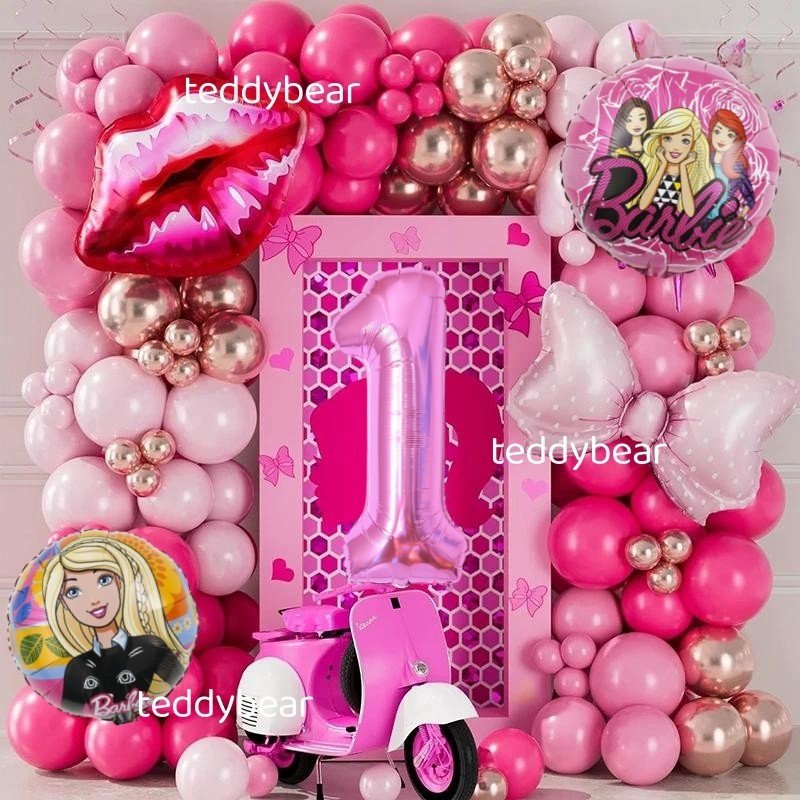 Barbie Balloon Garland Arch Kit 32inch Pink Number Balloon for Standing ...