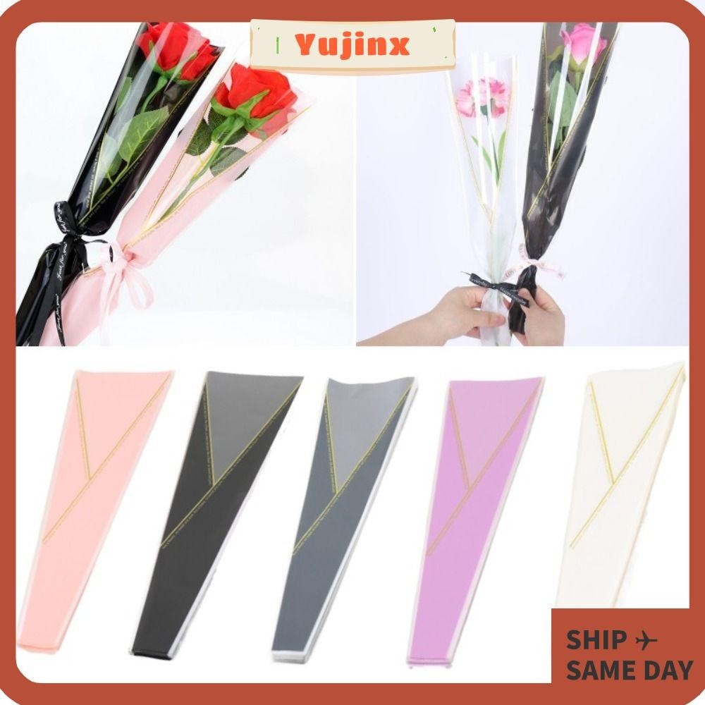 YUJINX 50pcs Flower Wrapping Bag, Plastic Cone Shape Single Rose ...