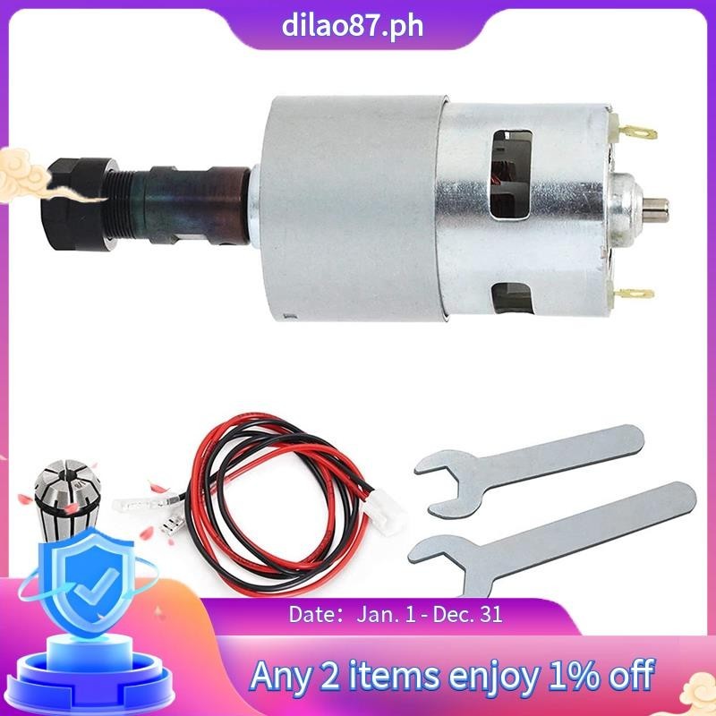 DC Motor CNC 775 Spindle Motor 100W 12-24VDC 20000RMP + ER11 Collet for ...
