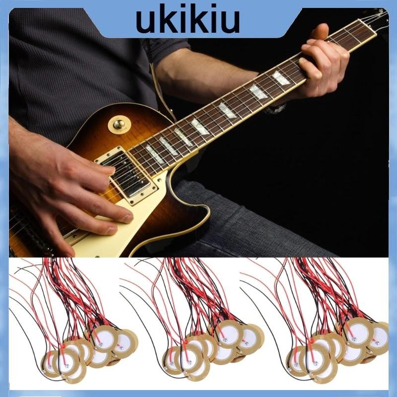 UKI 15Pcs Piezo Disc Guitar Piezo Element Sensor with Wire Pickup Transducer Microphone Triggers ...