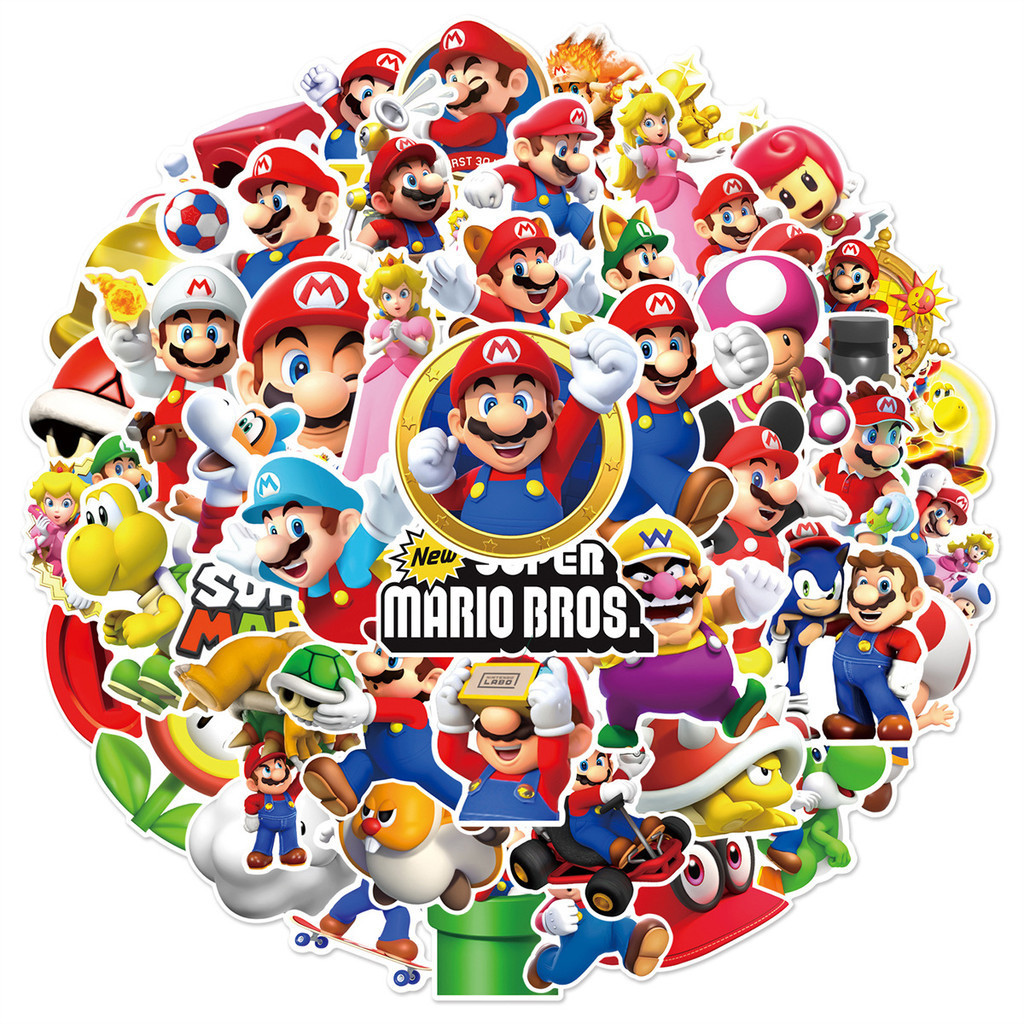 Y&P| Super Mario Bros. Stickers Set Cartoon Graffiti Waterproof Decals ...