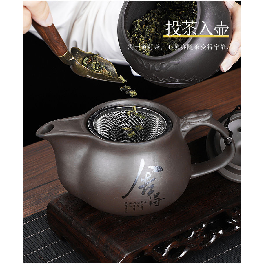 [Super Economical Tea Set] [Free Pot Rope] Purple Clay Tea Set ...