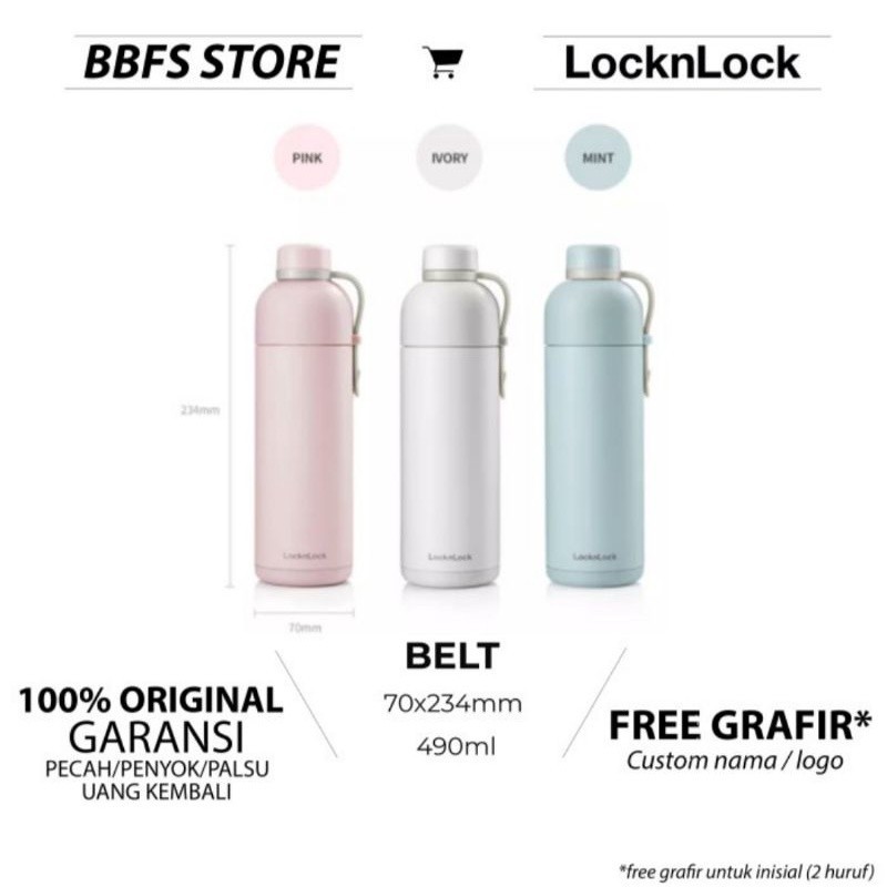 Locknlock Belt Bottle Tumbler Korea Pastel 490ml Lock&Lock Tumbler Cute ...