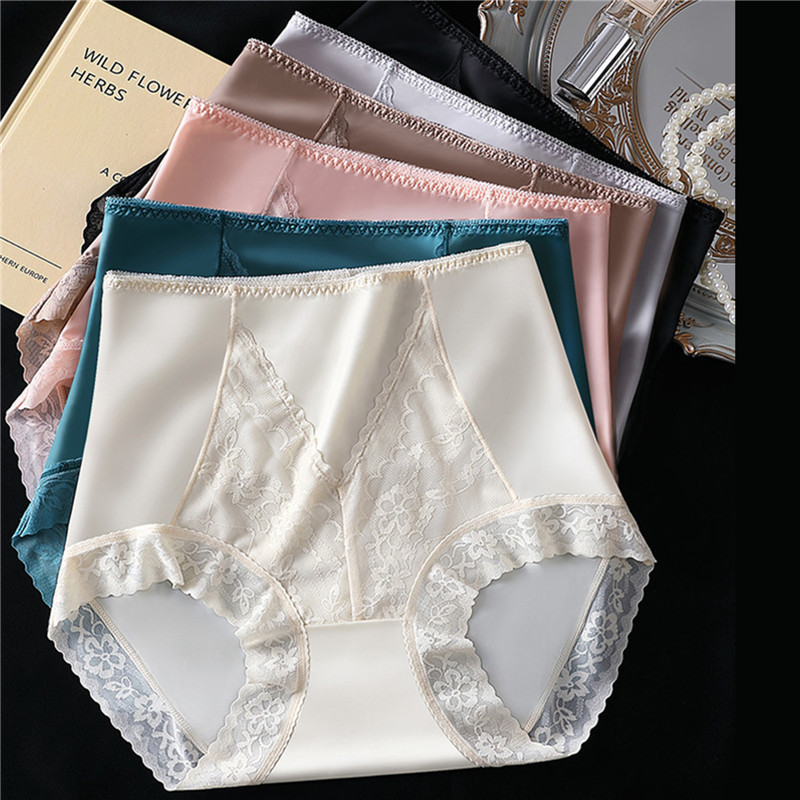 Sexy Silk Satin Lace Panties Womens Seamless Panty Underwear Plus Size