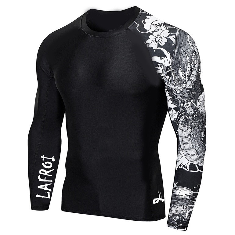 Men's Long Sleeve SwimSuit Rush guard Fit Compression Rash Guard ...
