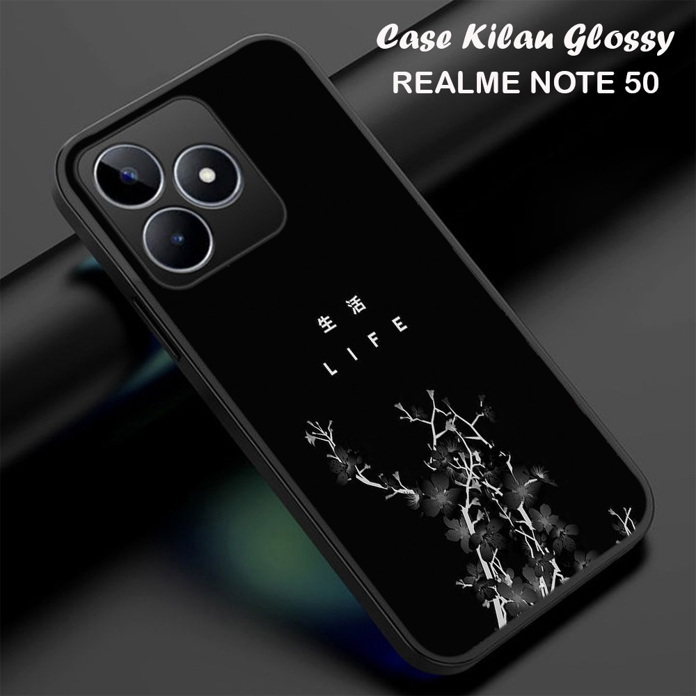 Glossy Shine Case - REALME NOTE 50 Fashion casing BLACK AESTHETIC ...