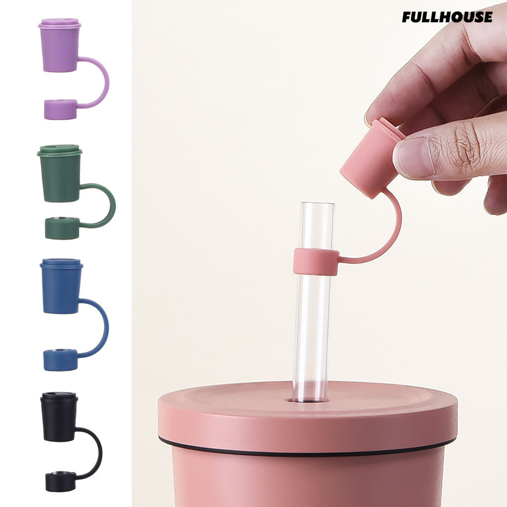 HOUSE 12MM Straw Cover Food Grade Plastic Reusable Dust-proof Solid ...