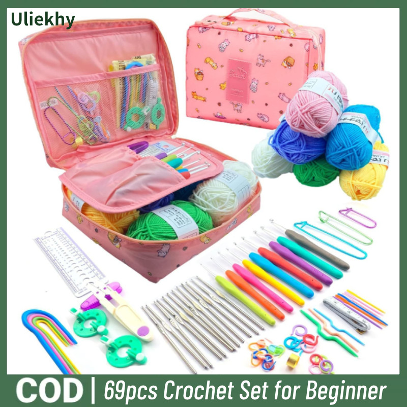Uliekhy 69pcs Beginner Crochet Kit for Adults Knitting Starter Kit ...