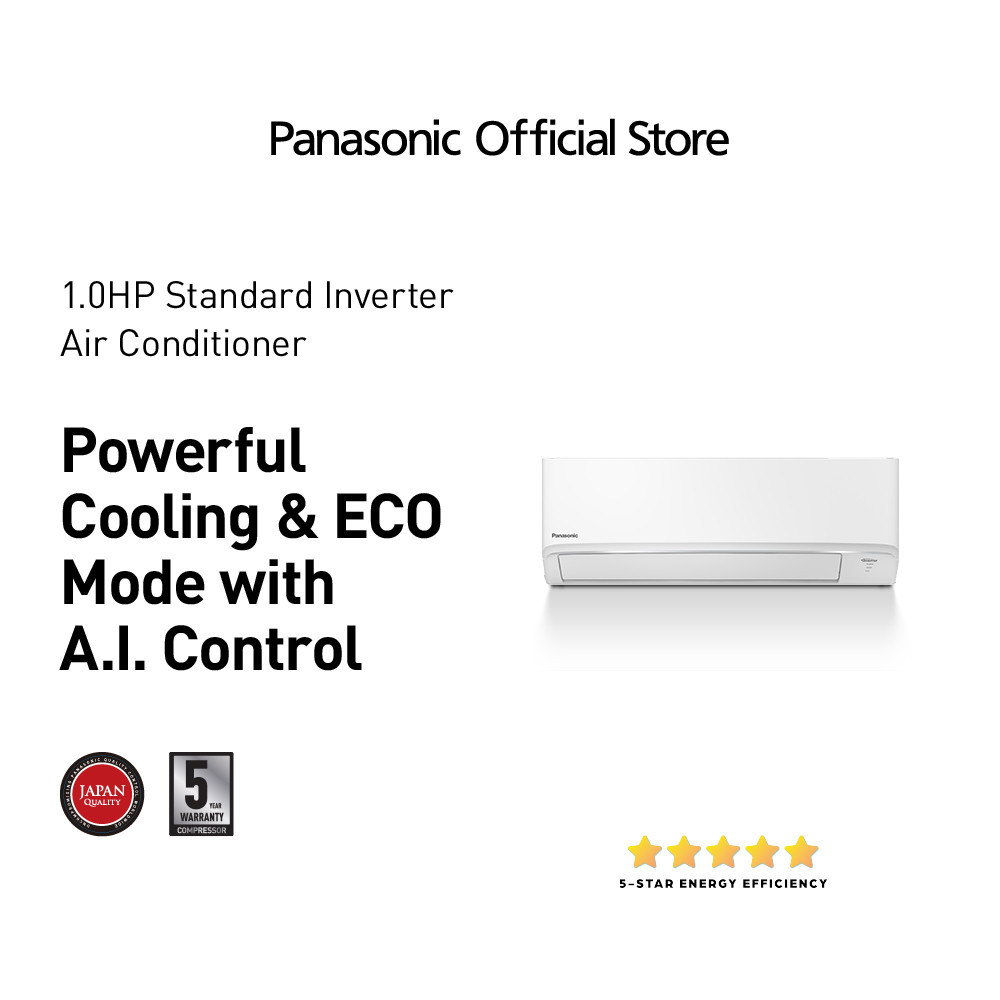 Panasonic CS-PU9AKQ 1.0HP Standard Inverter Split Type Aircon | Shopee ...