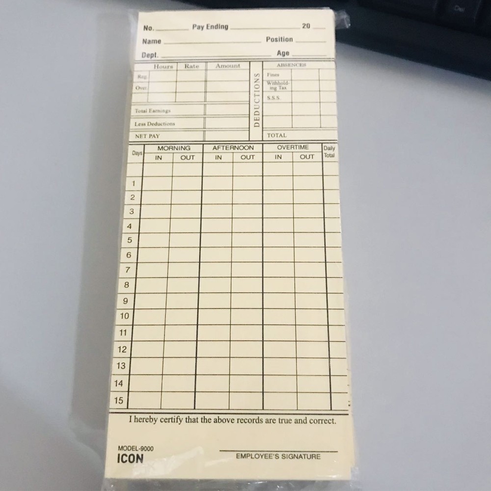 Inna Home Time Card Two-Sided Daily Attendance Monitoring Sheet 100pcs ...