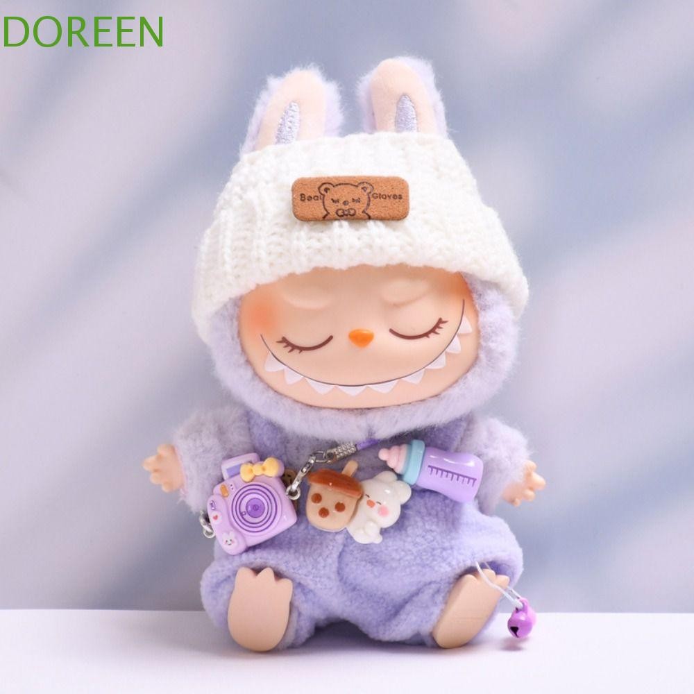 DOREEN 17cm Labubu Dolls Clothes, Feeding Bottle Fries Sitting Labubu ...