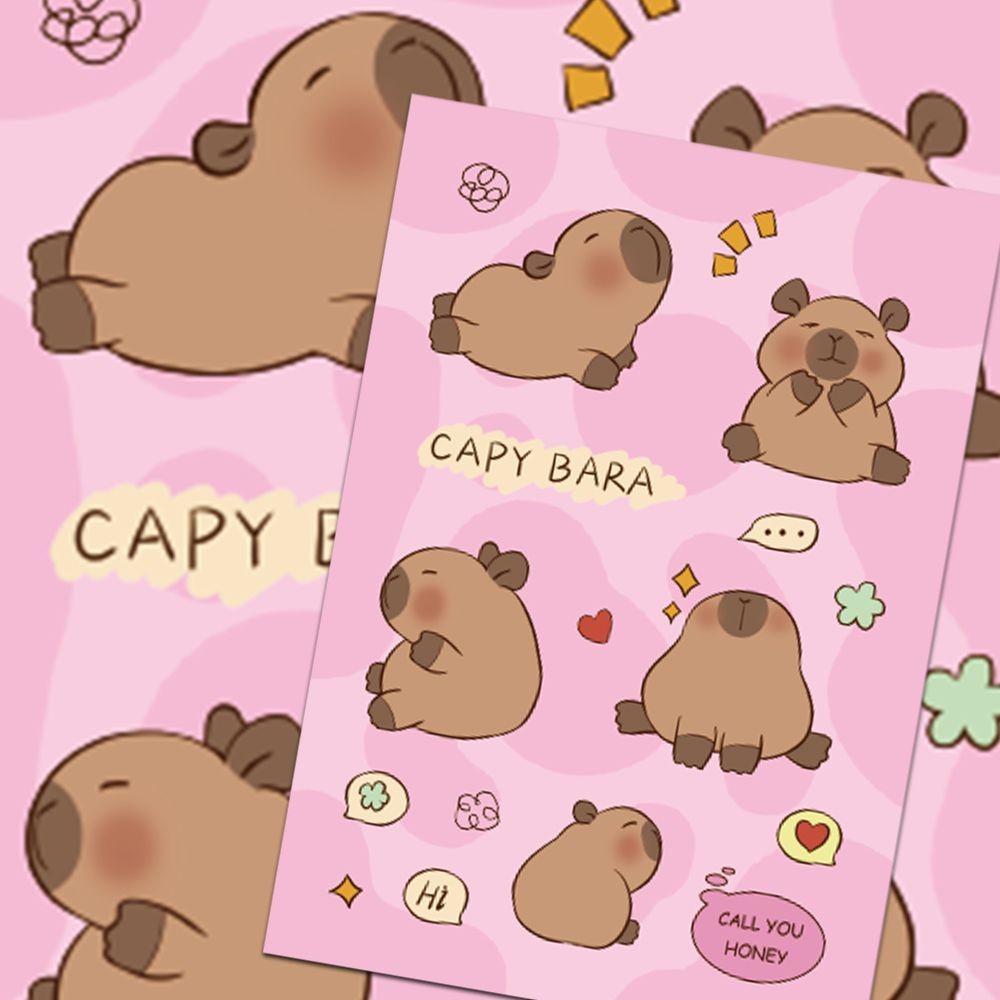 16 Capybara Cartoon Cute Collage Stickers Waterproof for Bullet Journal ...