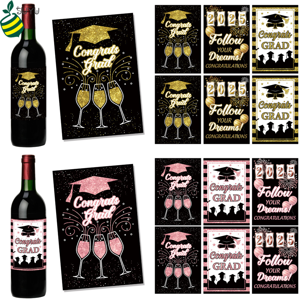 6PCS Graduation Gift Graduation Wine Bottle Stickers Champagne Bottle ...