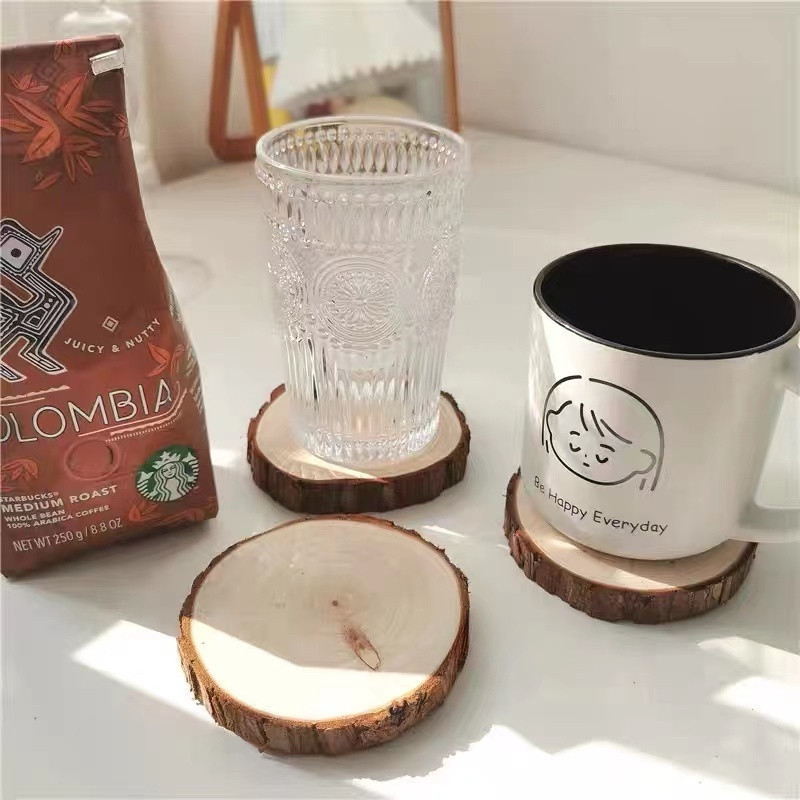 【COD】Natural Wood Slices Pine Wood Round Tree Bark Log Disc Coaster ...
